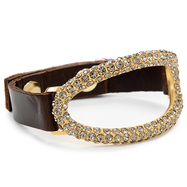 Horizontal Oval Leather Cuff Black Leather by Rebel Designs — Pearl ...