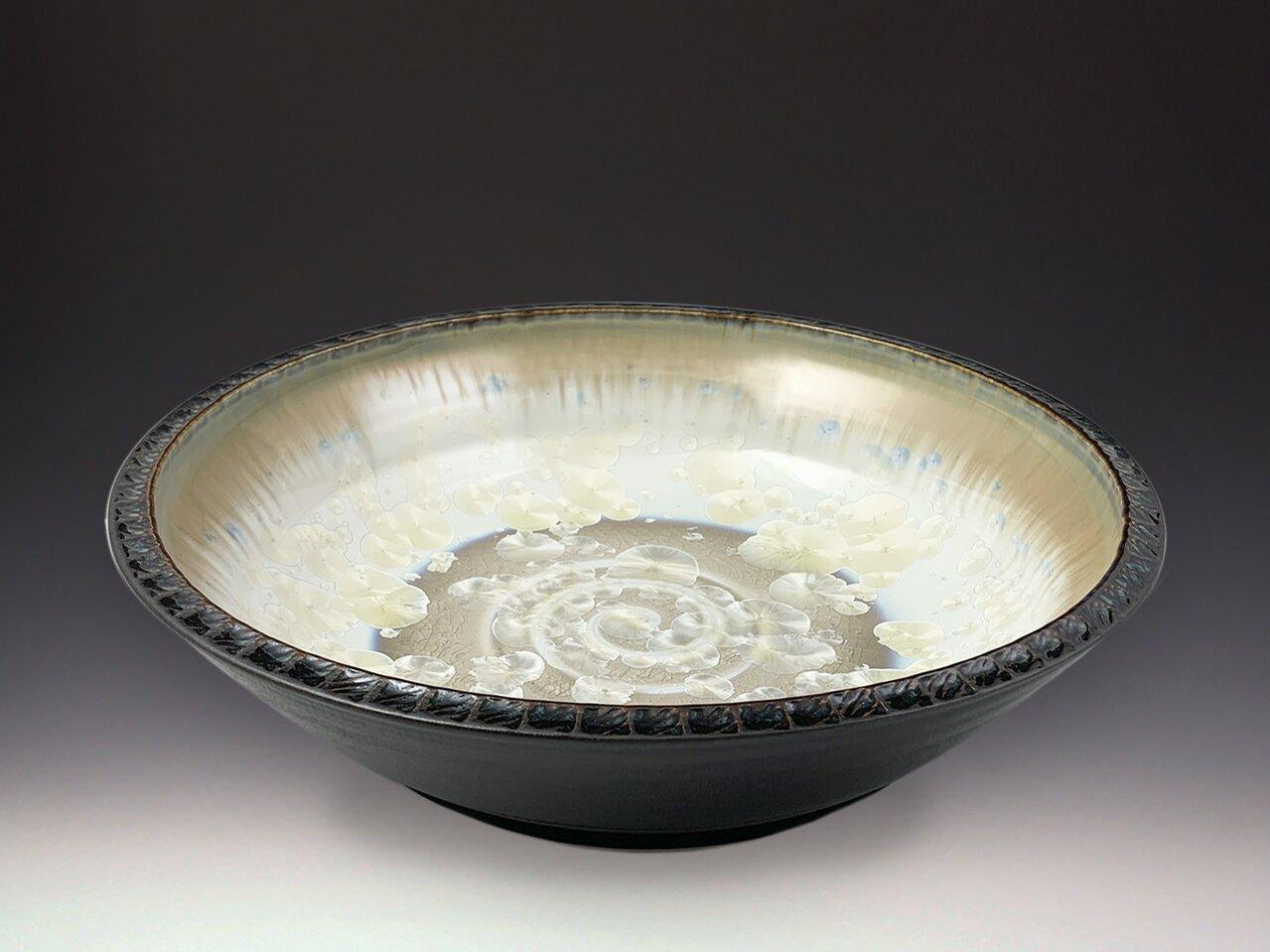Medium Textured Platter in Ivory Crystal Dark Olive by Indikoi — Pearl ...